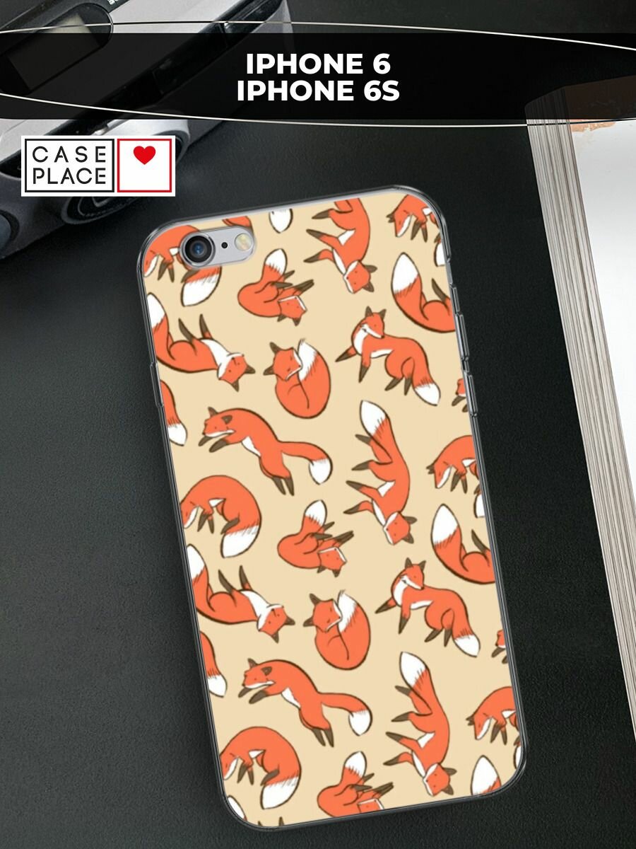 Силиконовый чехол на Apple iPhone 6 / Айфон 6 с принтом "Лисички фон"