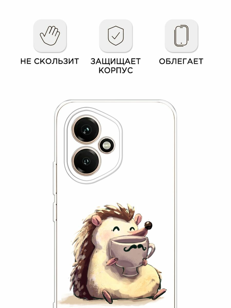 Силиконовый чехол на Honor 400 / Хонор 400 с принтом "Еж кофеман" — фото 1