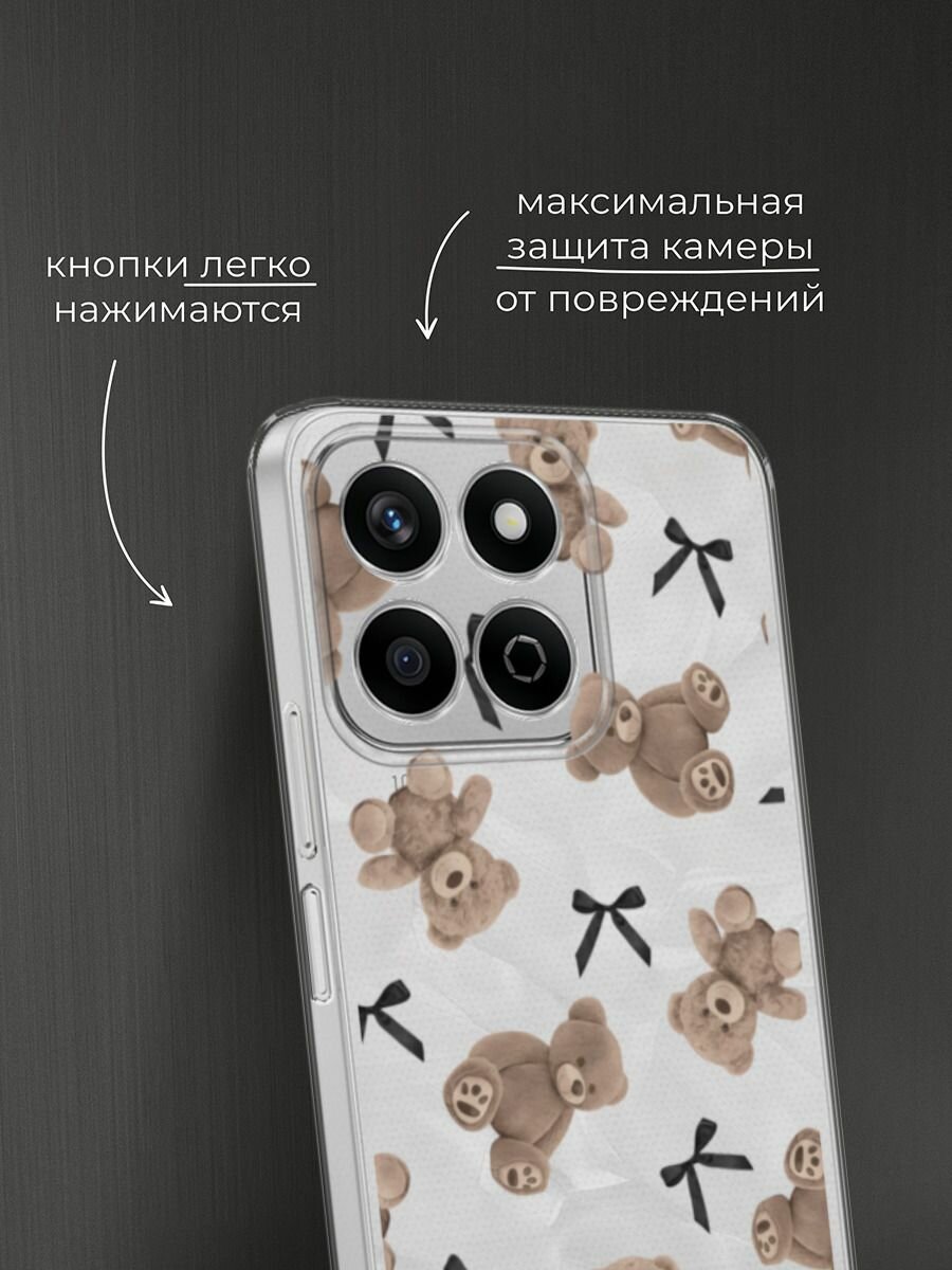 Чехол на Honor X7c / Хонор X7c с принтом "Плюшовые мишки 2", прозрачный — фото 1