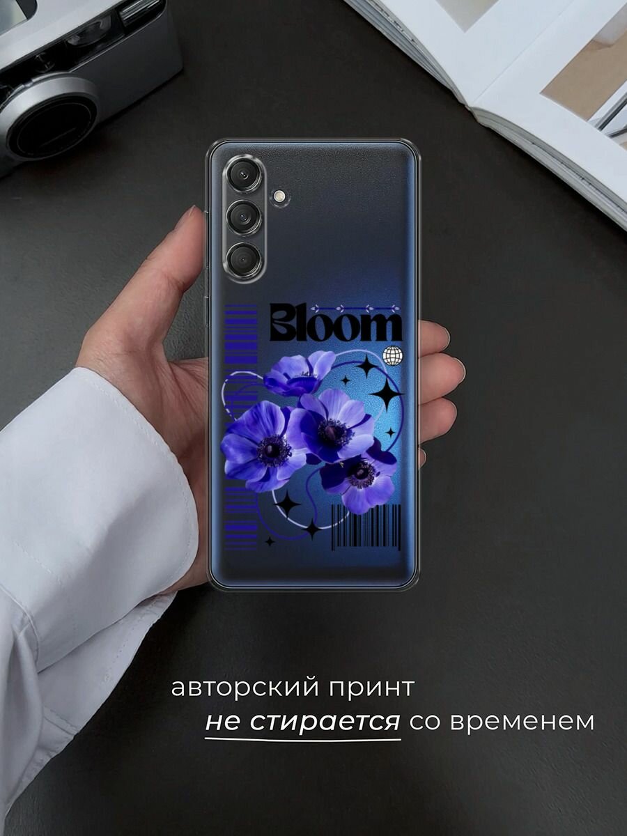 Чехол на Samsung Galaxy M55 / Самсунг M55 с принтом "Завораживающие анемоны", прозрачный — фото 1