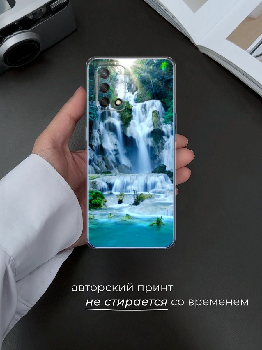 Силиконовый чехол на Oppo A74 / Оппо A74 с принтом "Водопад 8" — фото 1