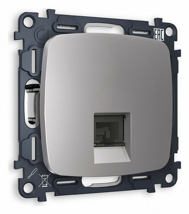 Розетка Ethernet RJ-45 и со шторками, без рамки Ambrella Volt OMEGA MO512010