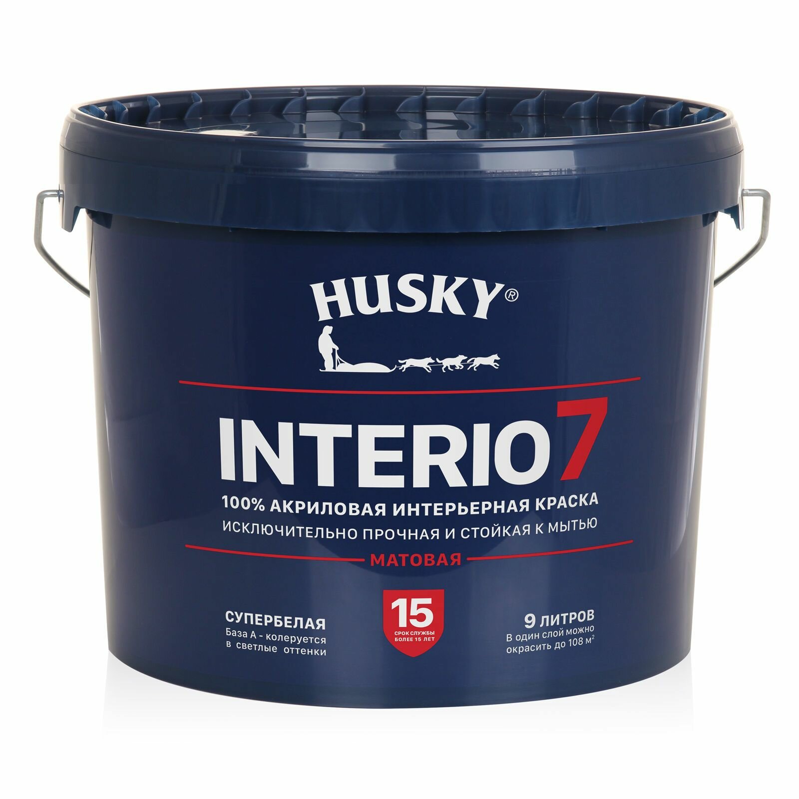 Краска Husky Interio 7 интерьерная, матовая, база А, 9 л