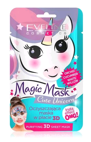 Eveline Magic Mask - Cute Unicorn 3d Очищающая тканевая маска 3d "единорог" 5 мл.
