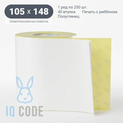 Термотрансферная этикетка 105х148 ( 250 шт) ПГЛ диаметр втулки40