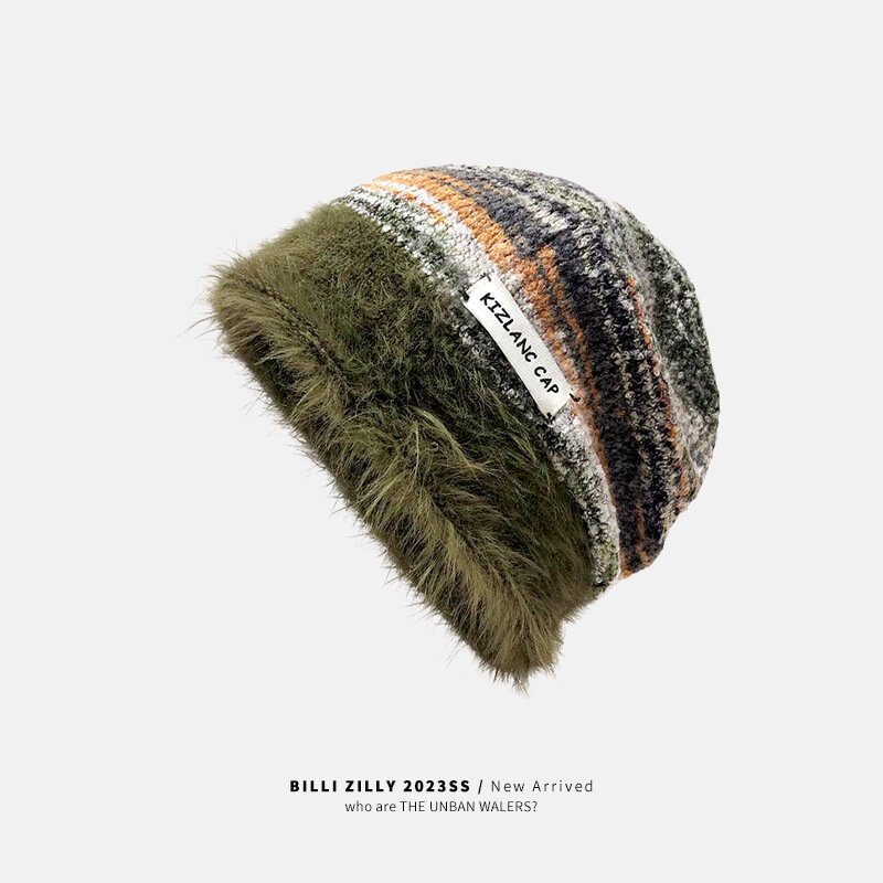 Шапка Майяра с ворсом, женская зимняя большая окружность головы, показывающая лицо, маленькая шерстяная шапка, теплая шапка для заключения, вязаная холодная шапка Баотоу