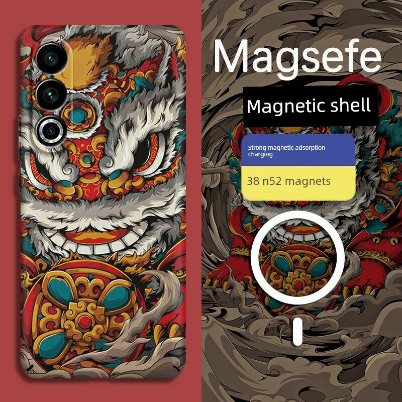 Чехол Meizu 20 Pro с магнитной поддержкой, крупный рисунок льва, жесткий