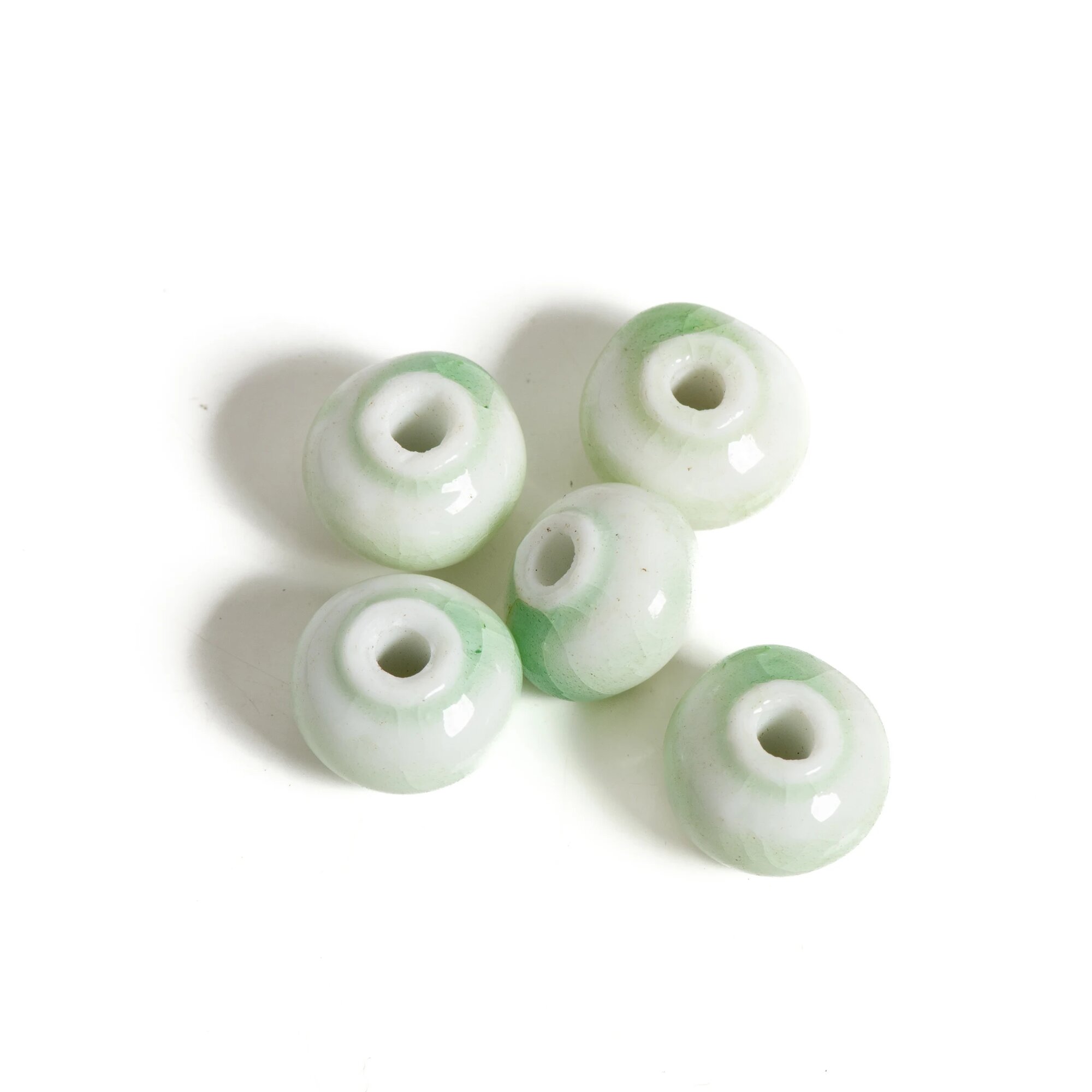Керамические бусины, 5 шт, ледяные трещины, фонарики, зеленые глазурованные фарфоровые бусины с большим отверстием для ювелирных изделий своими руками TCZ816