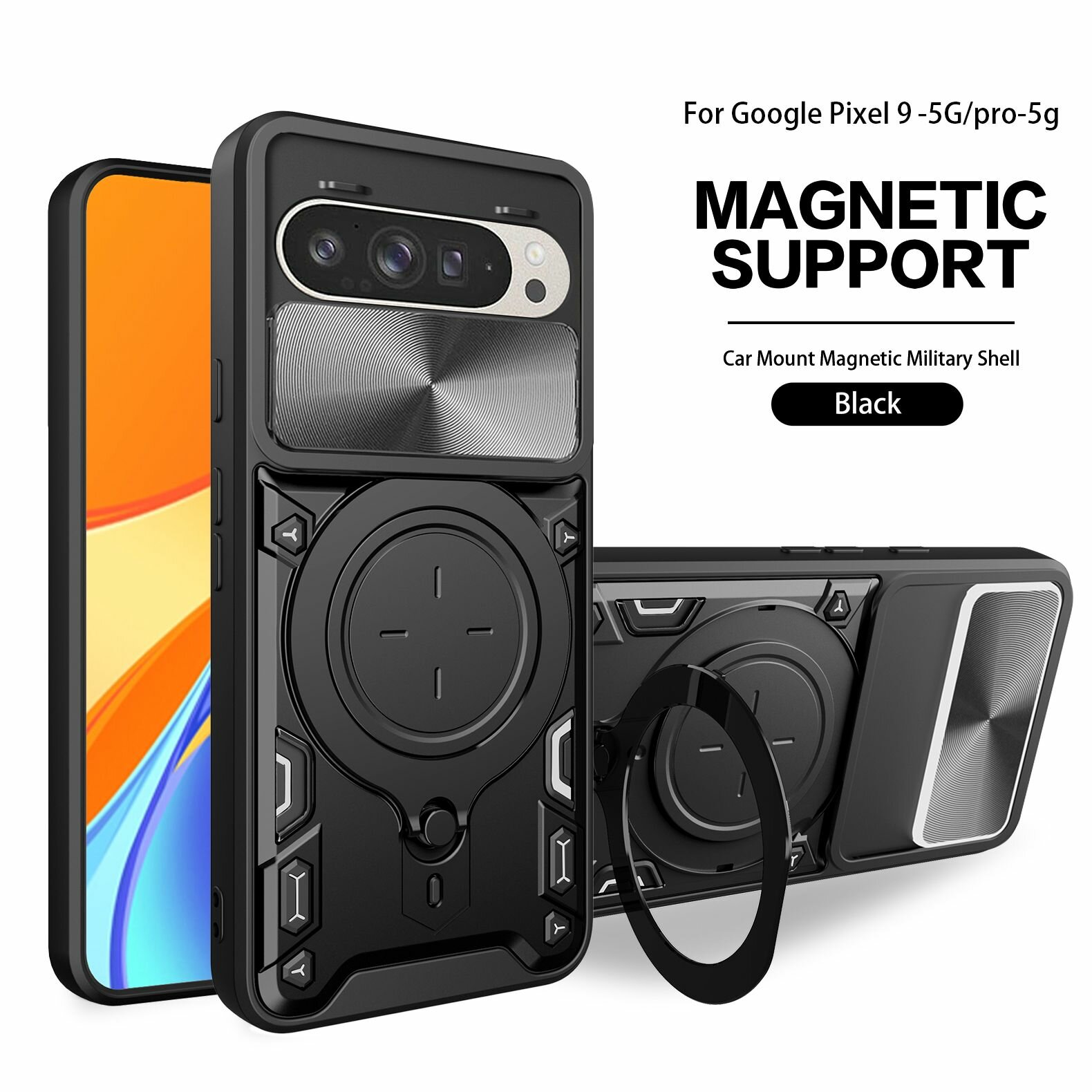 Чехол с кольцом Big Ring Case для Google Pixel 9/9 Pro черный