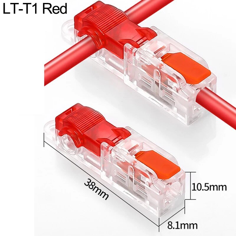 Т-образный соединитель кабеля ПА6 220В 1PCS, LT-T1 Red