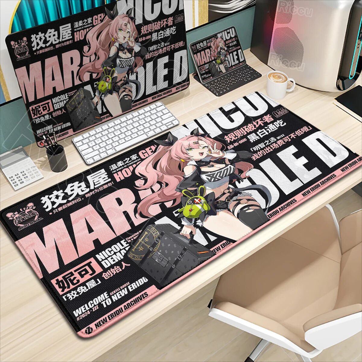 Новый игровой коврик для мыши ZZZ в стиле аниме Evelyn Anby Ellen Zenless Zone Zero, настольные коврики для клавиатуры, коврик для мыши в стиле аниме для девочек, 1200x600, большой коврик для мыши