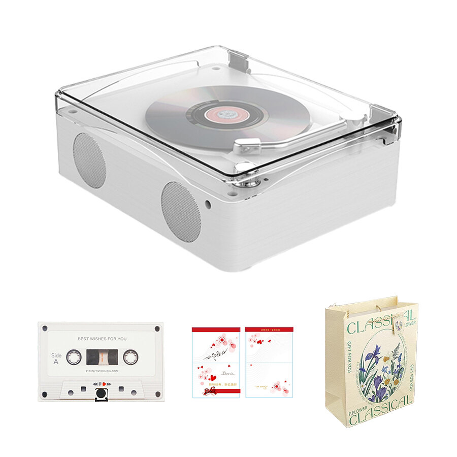 CD-плееры COZMO белые, glacier white, с аудиокассетой, открыткой и подарочным пакетом