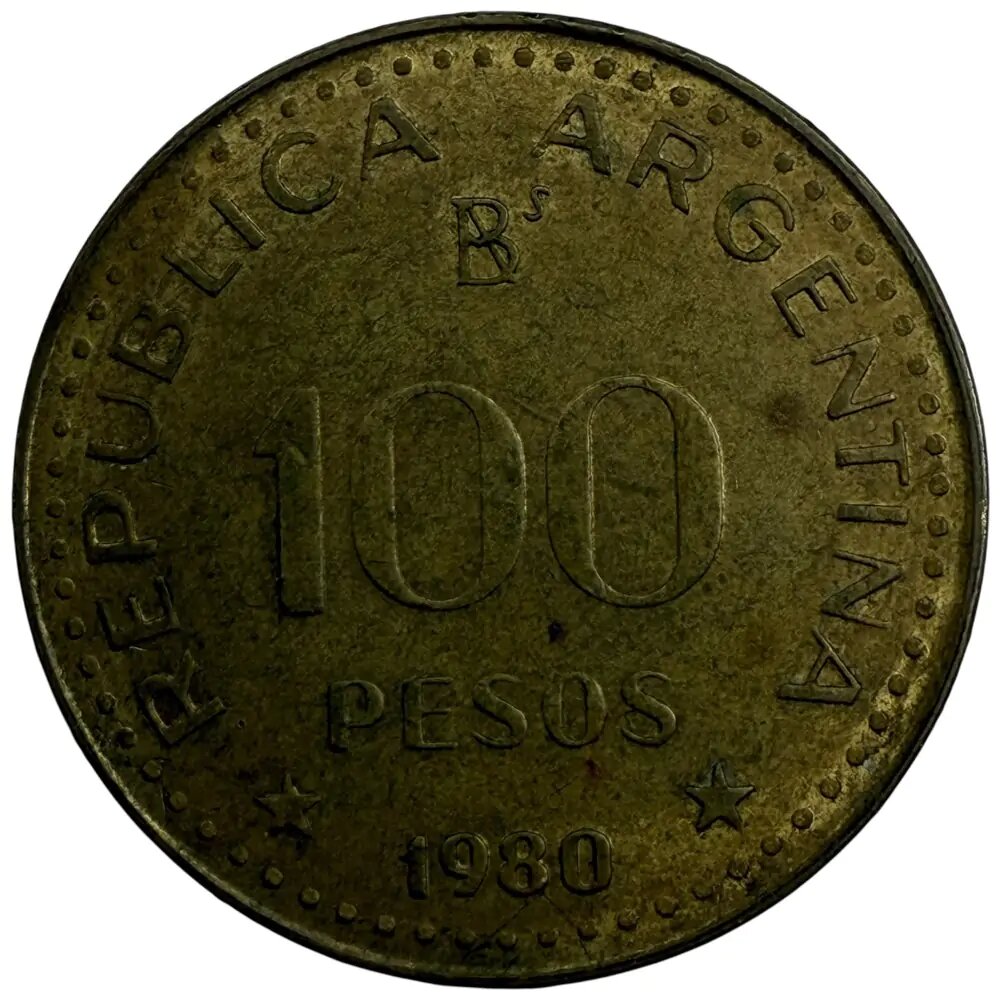 Аргентина 100 песо 1980 г. (Br/St)