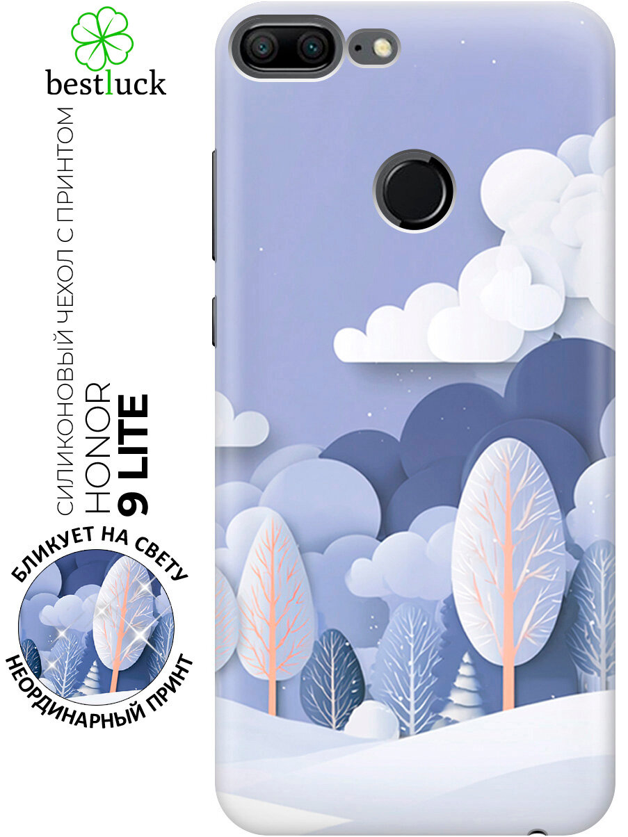 Силиконовый чехол на Honor 9 Lite с принтом "Фиолетовые сны зимы"