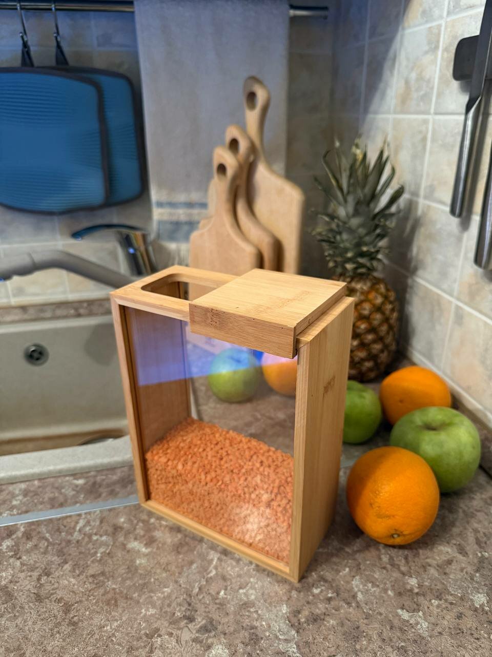 Банки для сыпучих продуктов, контейнер для хранения Bambuchka, 17х9х23 см, натуральный бамбук