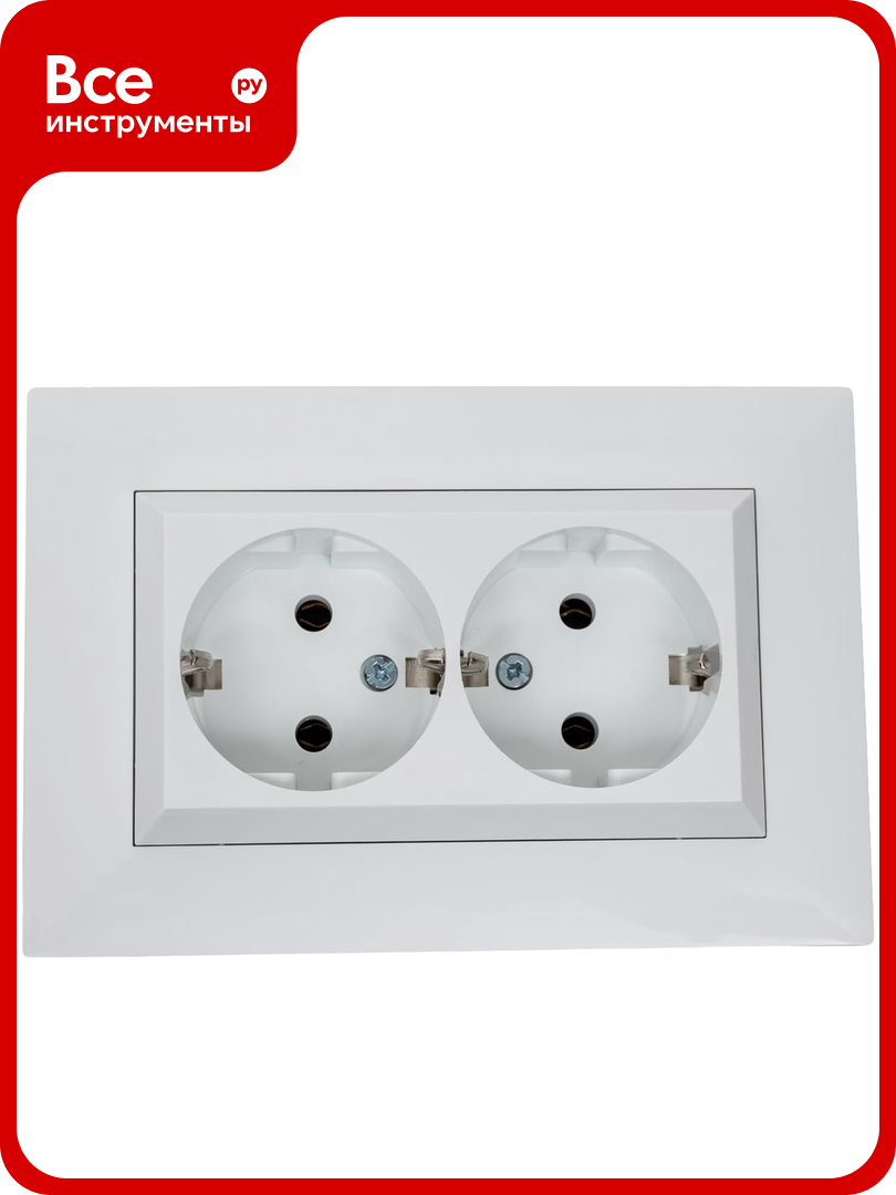 Розетка MAKEL 2-я с/з СП KAREA RIZZ 16А IP20 бел. 88001082