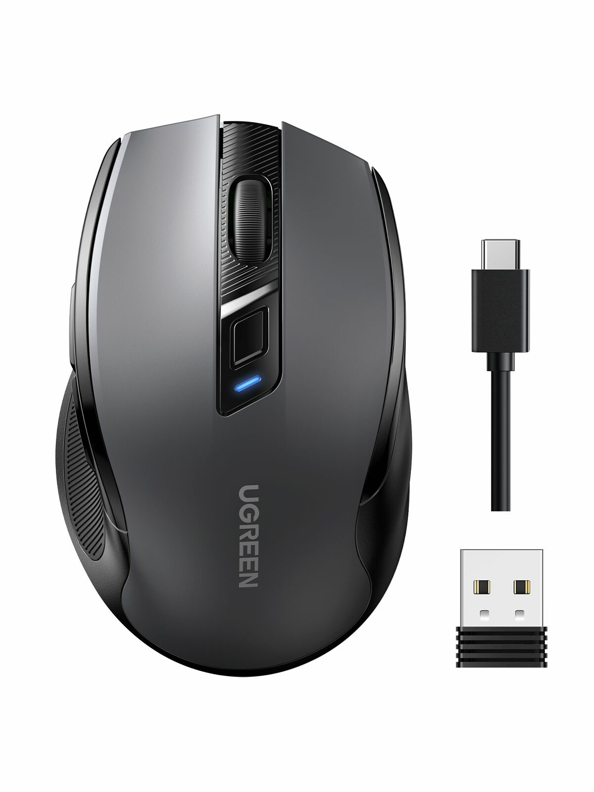 Мышка компьютерная беспроводная UGREEN MU006S (85082) Ergonomic Wireless 4000DPI 2.4G&BT Mouse. Цвет: черный