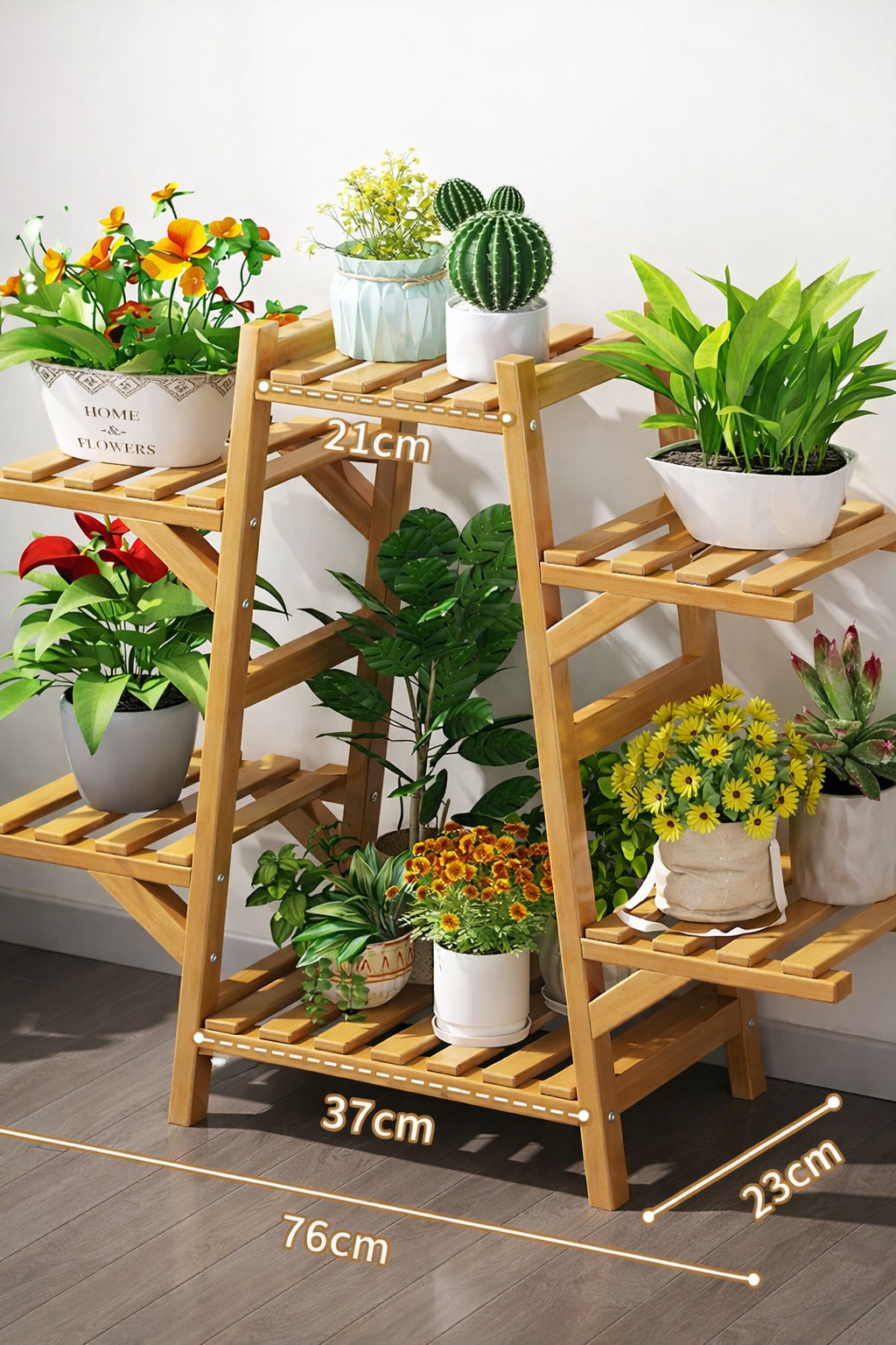 Подставка для цветов, этажерка для цветов, стеллаж для цветов Bambuchka, 76х23х66 см, натуральный бамбук