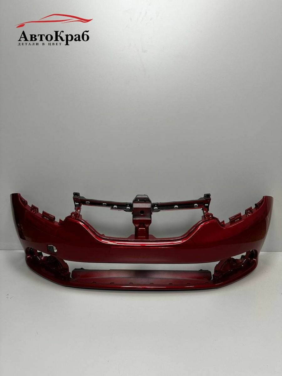 Бампер передний в цвет для Рено Логан 2 2014 - 2018 г. B76 - красный