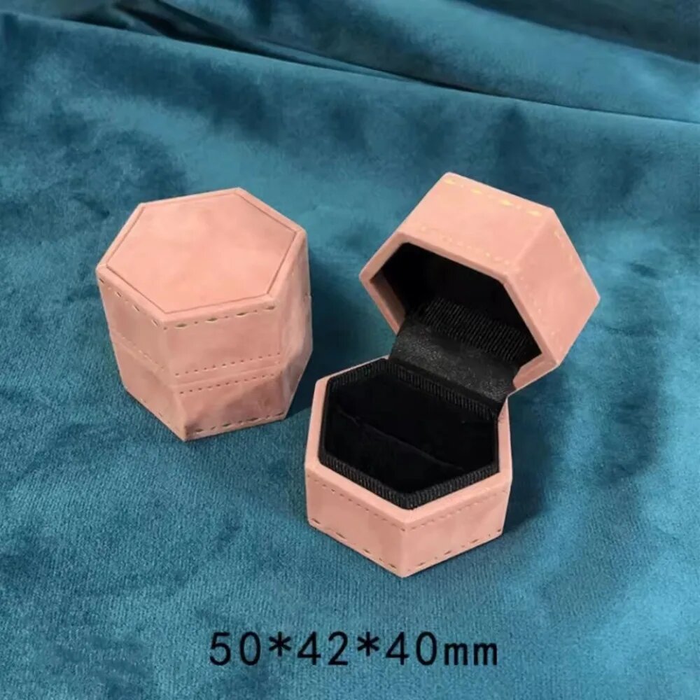 Бархатная шестиугольная шкатулка для украшений Pink