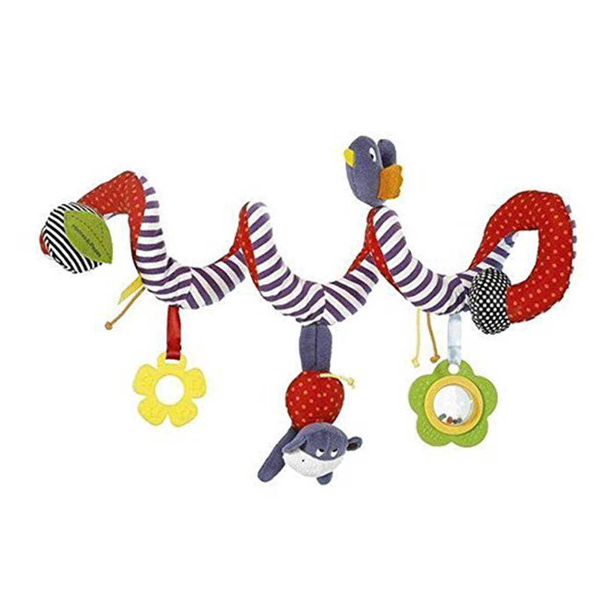 Игрушка для детей Коляска Кроватка Автомобильное кресло Подвесной журавль Спиральная, Размер 21x10см, Возраст 0 месяцев+, Материал Кристалл мягкий, Вес 100г, Упаковка Прозрачный ПП пакет, Функции с поворотным подвеском радужными кольцами для зубов, 1шт