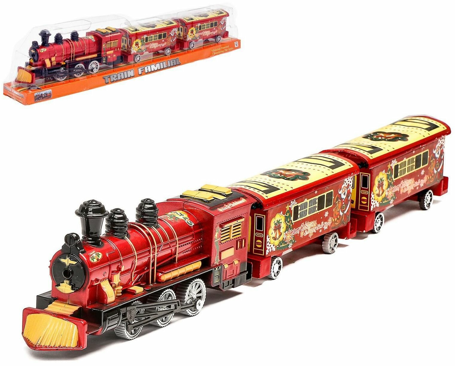 Паровоз инерционный "Классический" с вагонами, детская игрушка для сюжетно-ролевых игр, игрушечный поезд, цвета микс