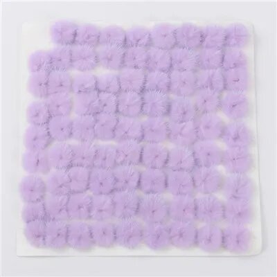 10 белых меховых помпонов 3 см light purple 10pcs