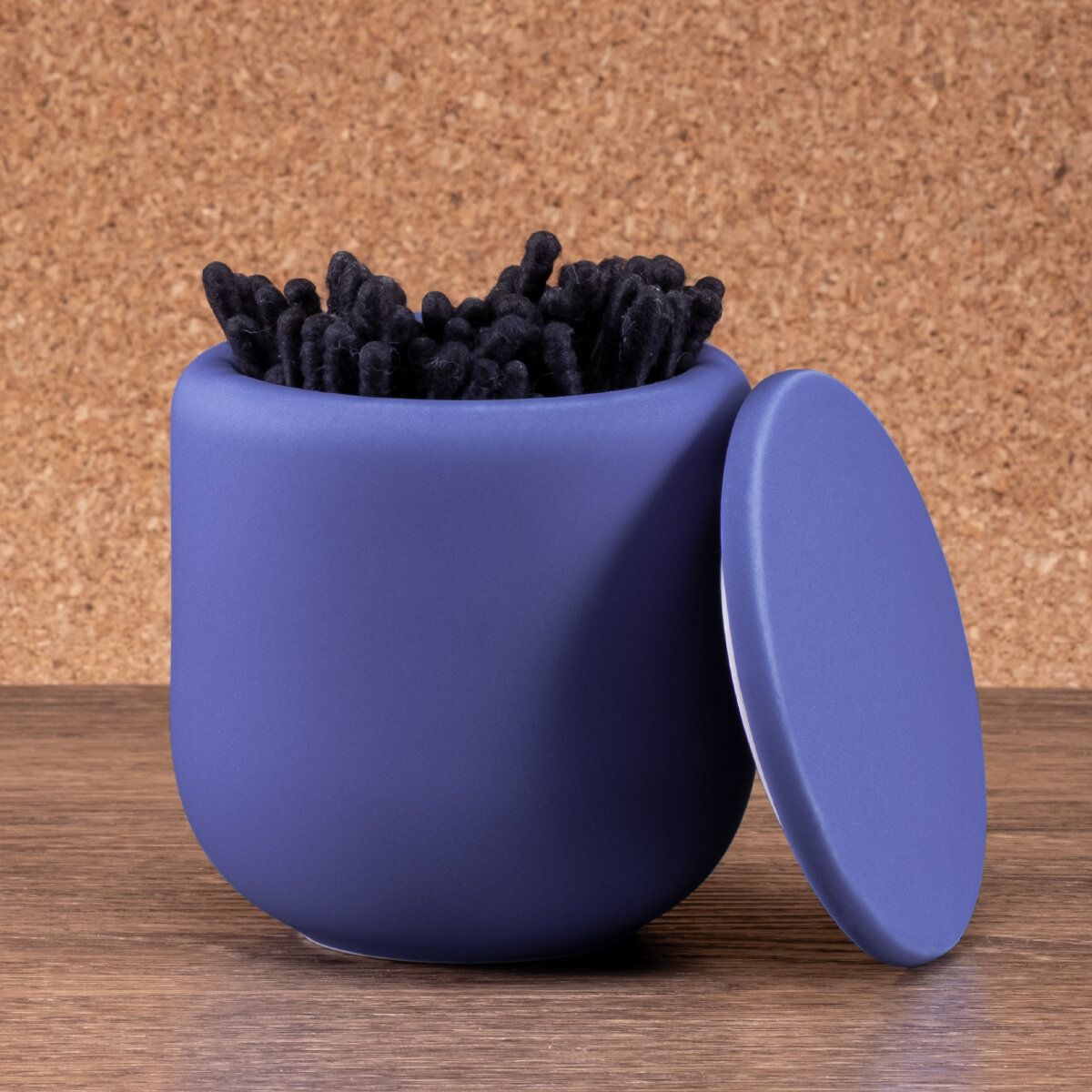 Контейнер для ватных дисков с крышкой, керамический Terapy синий