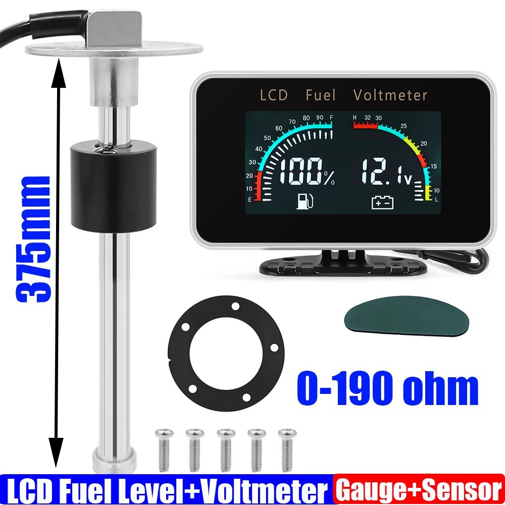 Двухдиапазонный Датчик Уровня Топлива С ЖК-дисплеем 0-190 Ом + Напряжение Дизельного Бензина Автомобильный Датчик Уровня Топл.