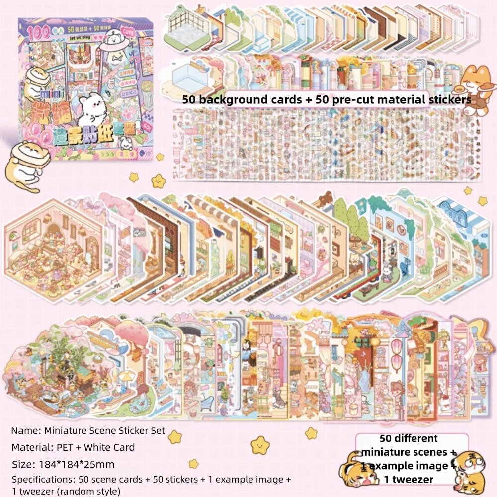 Миниатюрные 3D наклейки для сборки, набор из 50 штук