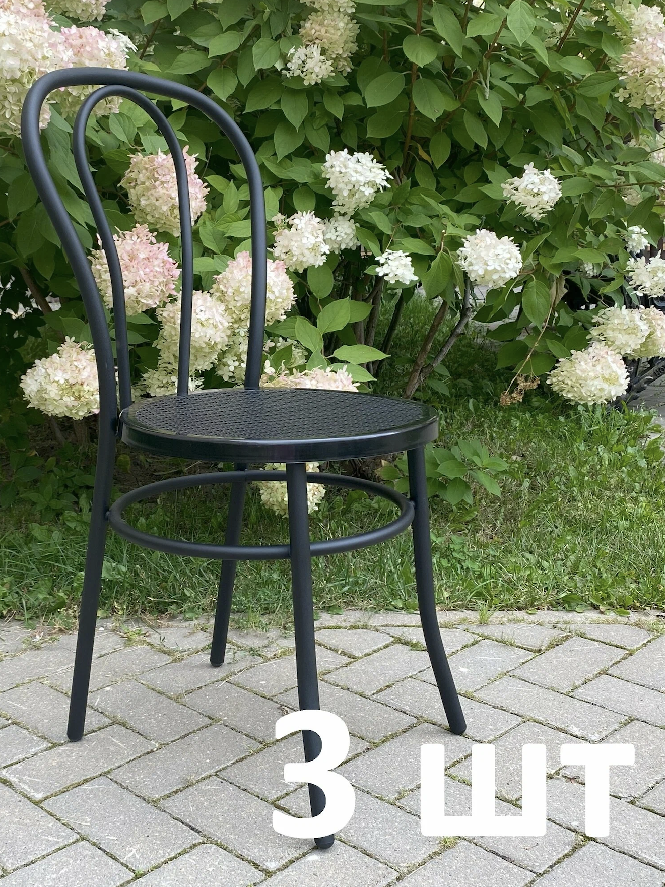 Стулья 3 шт Венский с пластиковым сиденьем, Северсталь, черный муар, до 140 кг