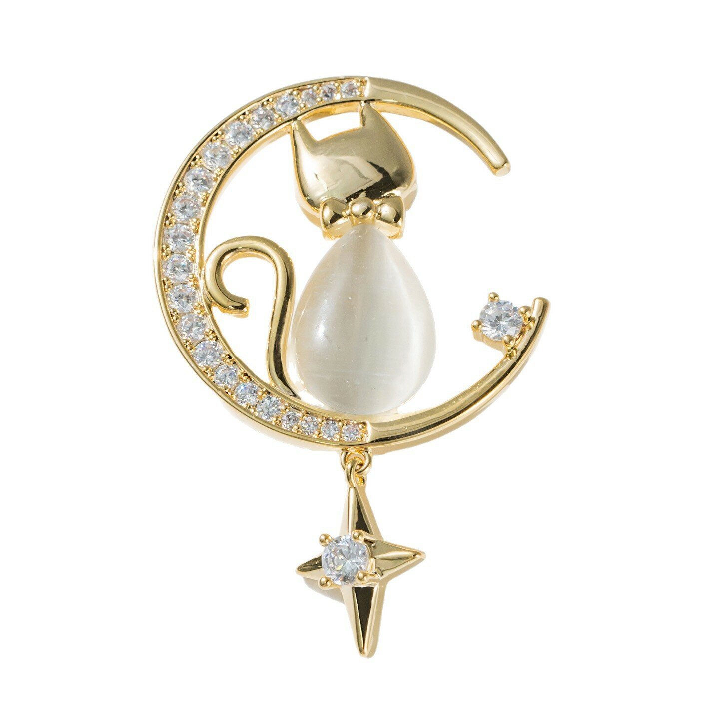 2026 Xiliang Конкубинская Личность Тренд Свежий Легкий Люкс Высококачественная Инкрустированная Алмазная Луна Звезда Кошка Брошь Анти-экспозиция Грудь Цветок