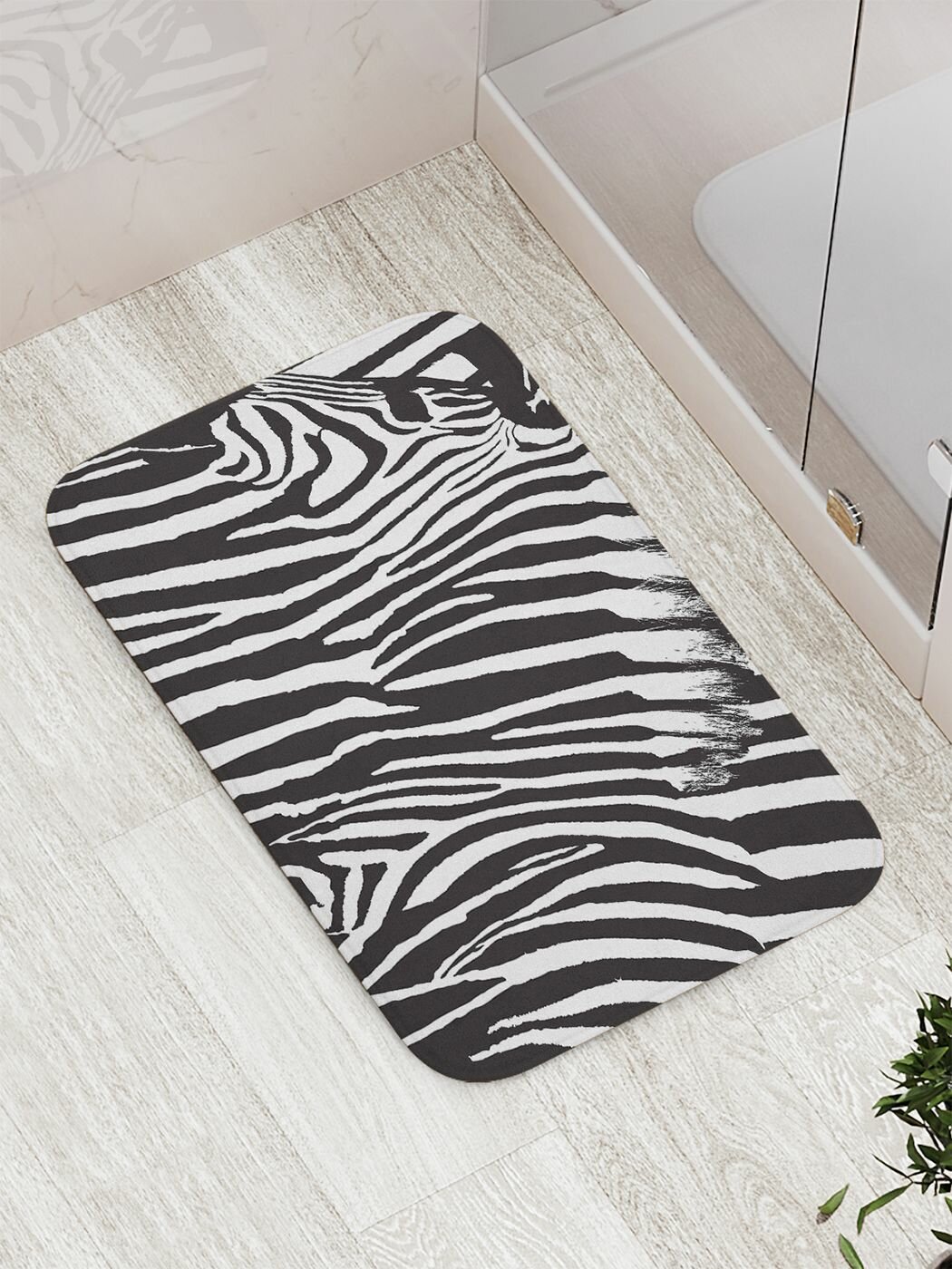 Коврик для ванной комнаты, туалета "Взгляд зебры" противоскользящий, 52х77 см, JoyArty