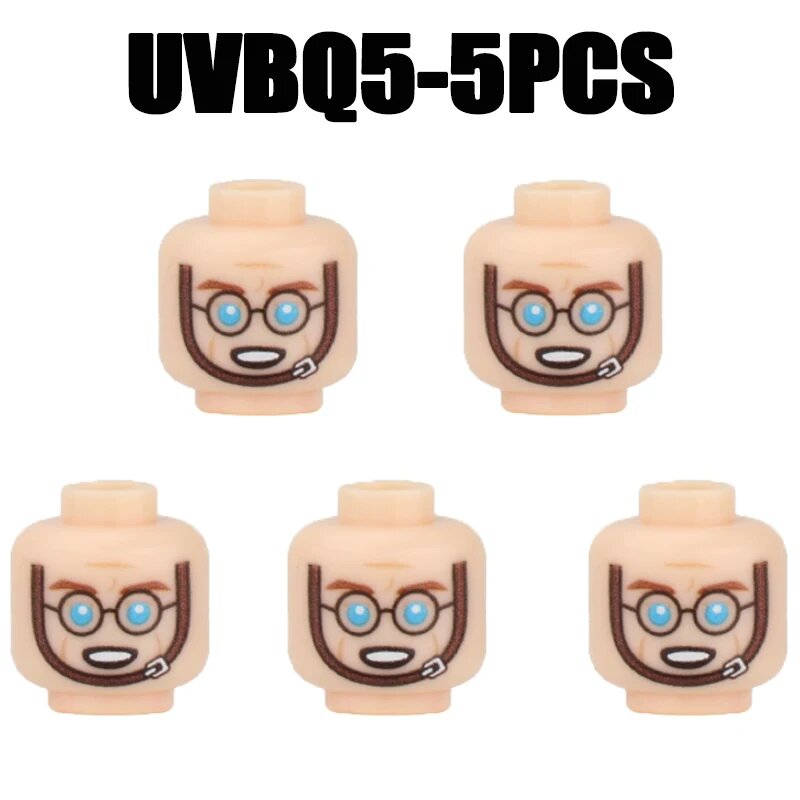 5шт. Лицо LEGO с очками, Бежевый, UVBQ5-5PCS