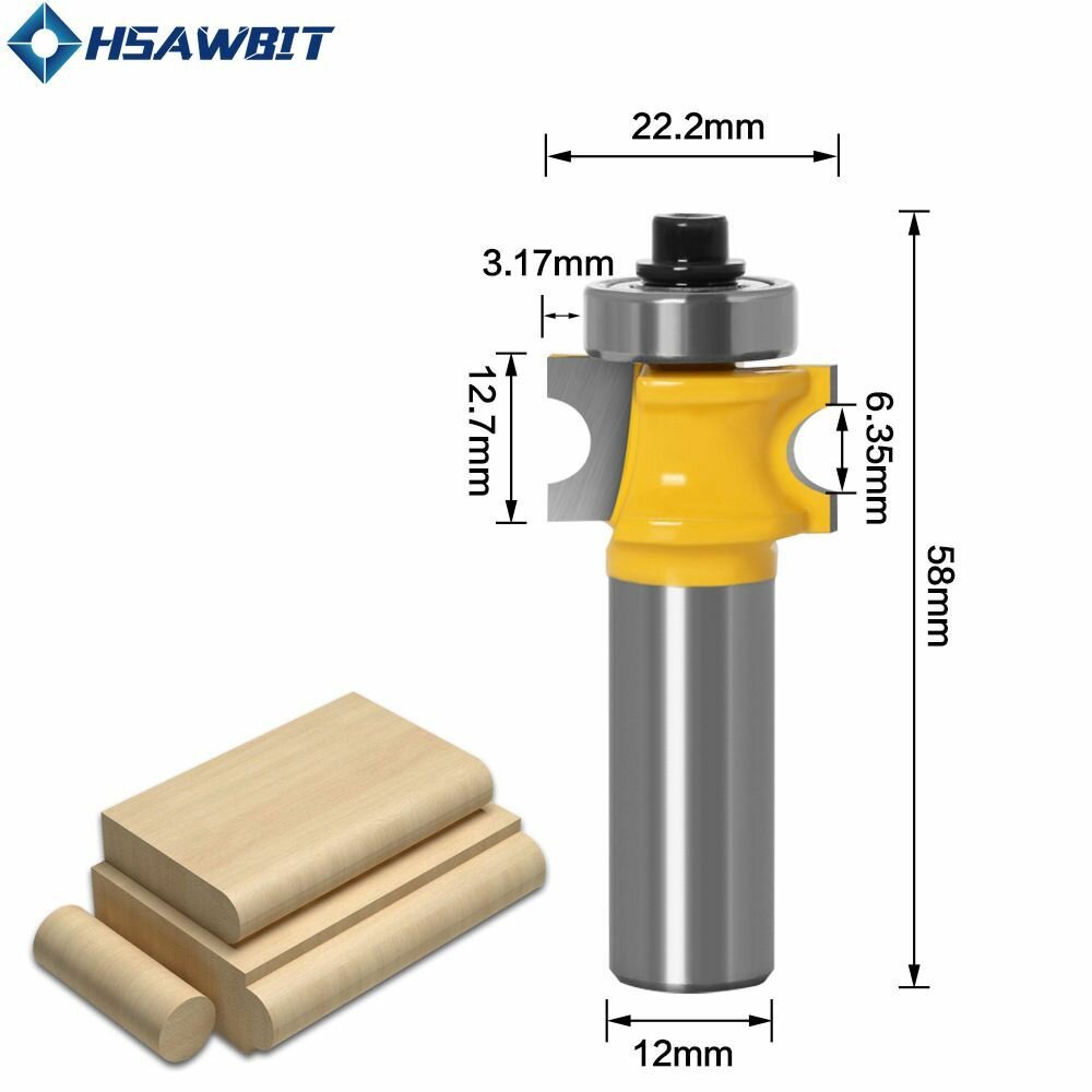 Фреза по дереву кромочная полукруглая хвостовик 12 мм HSAWBIT,12x6.35mm