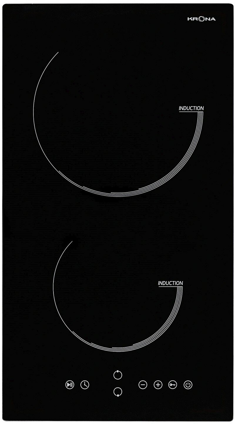Индукционная варочная панель Krona Vento 30 BL V1, конфорок: 2 шт, стеклокерамика, независимая, черный