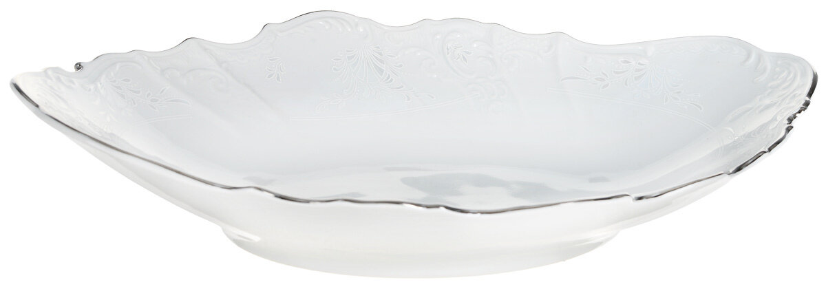 Блюдо сервировочное для хлеба 34 см Bernadotte, декор отводка платина, фарфор