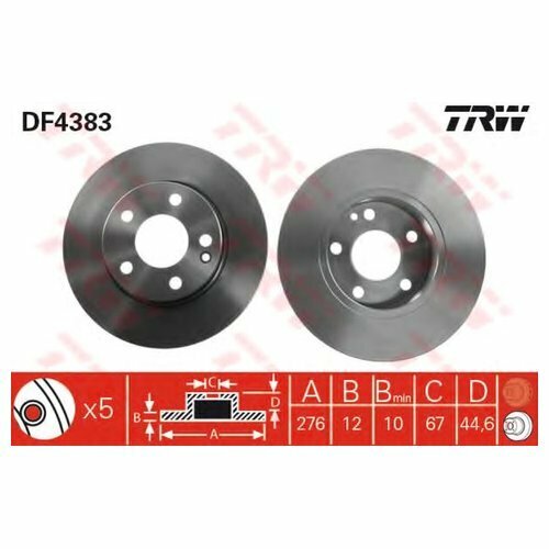 Тормозной диск передний TRW DF4383 для Mercedes A-CLASS W169