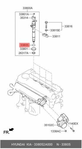 Уплотнительное кольцо топливной форсунки Hyundai / Kia (Mobis) 338052A000