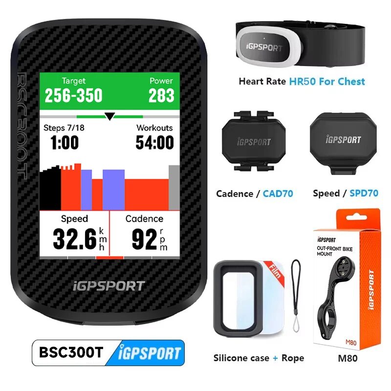 IGPSPORT BSC300T Велокомпьютер, HR50 Set A