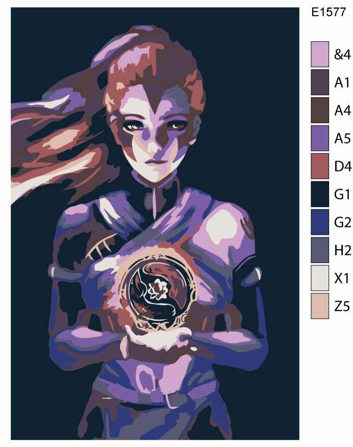 Детская картина по номерам E1577 "Игра Dota 2 (Дота 2). Антимаг женщина (Anti-Mage)" 20x30