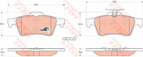 Тормозные колодки GDB1621 TRW CITRO C5 Break (TD_) FORD FOCUS C-MAX FORD FOCUS II (DA_) JAGUA XK зад