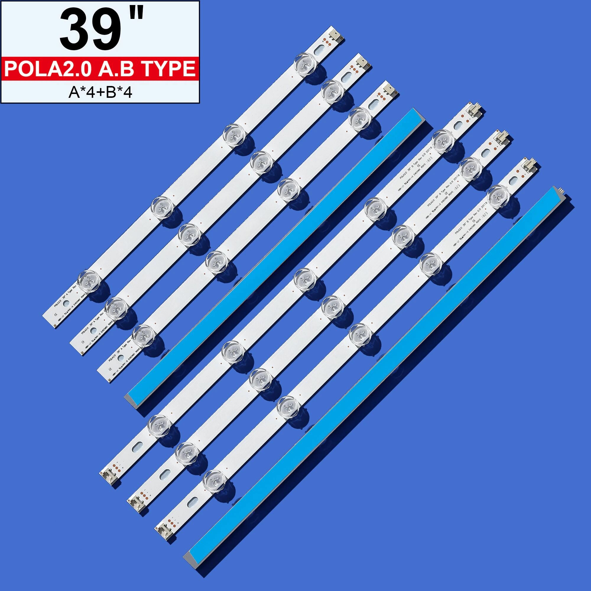 Подсветка 39 3V / 9 led / (комплект 8 шт)для ТВ LG 39LN540V, 39LA620V, 39LA620S, 39LN5300, 39LN5400, HC390DUN, HC390DUN-VCFP1, 775mm LG Innotek POLA2.0 A/B (4A+4B)