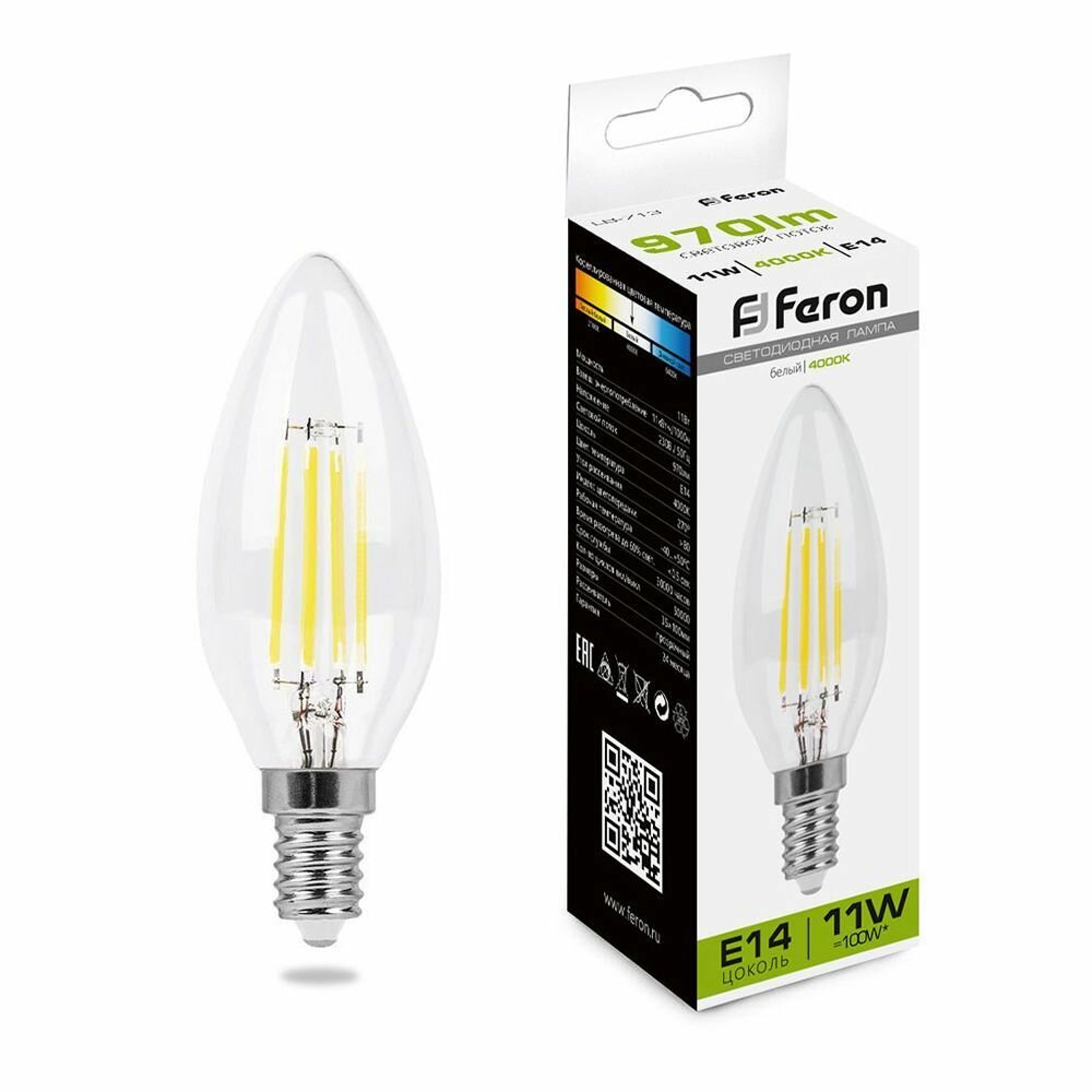 Лампа светодиодная LB-713 Свеча E14 11W 230V 4000K FERON 38008