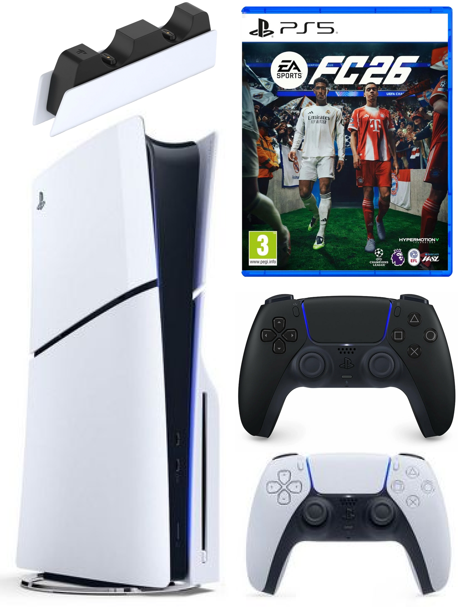Игровая приставка Sony PS 5 Slim,1ТБ(с дисководом)+2 геймпад(черный) +Зарядная станция+ FC26,(за подробностями в чат)