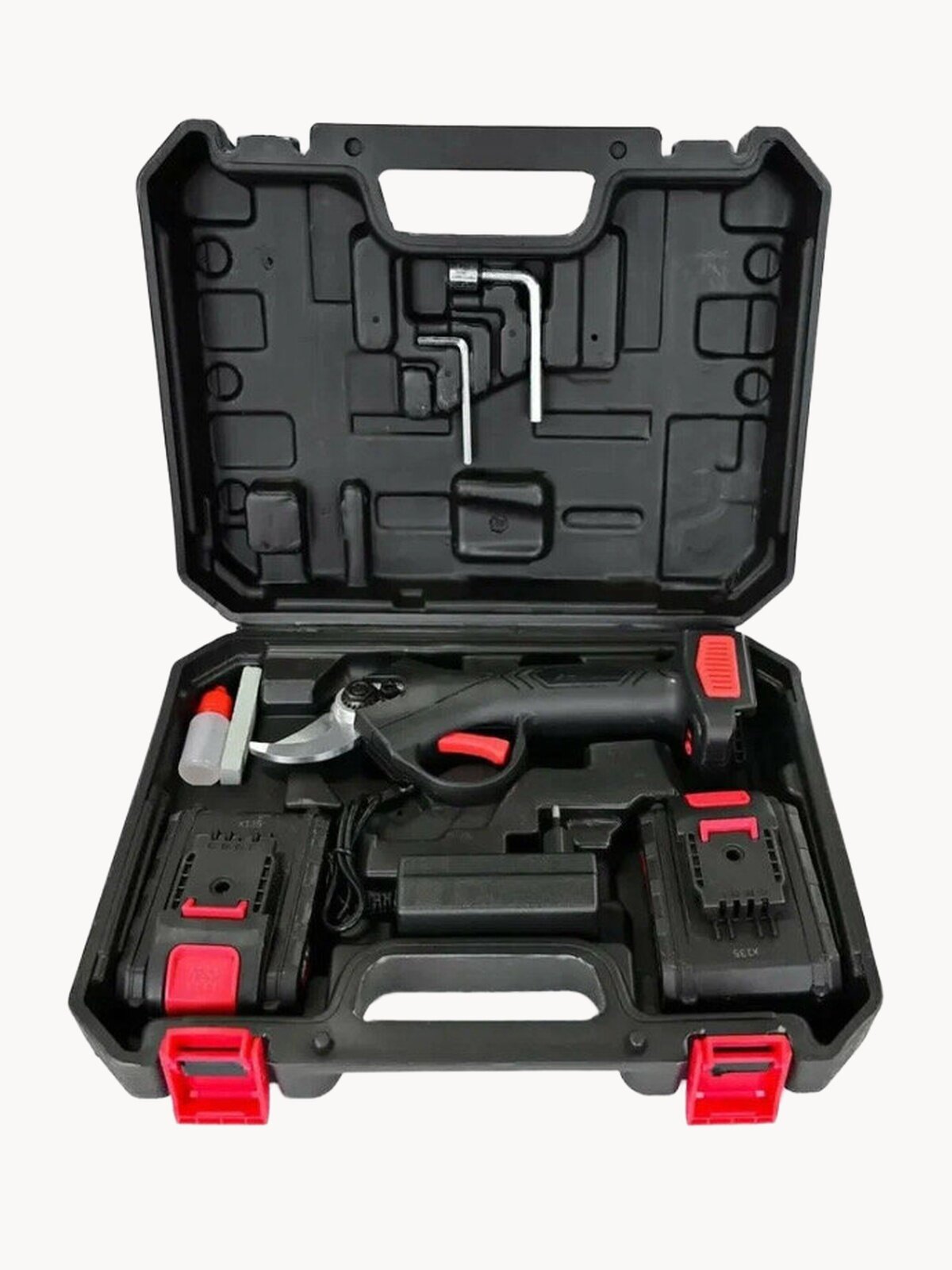 Секатор аккумуляторный садовый с 2 аккумуляторами АКБ, кусторез, сучкорез, черный