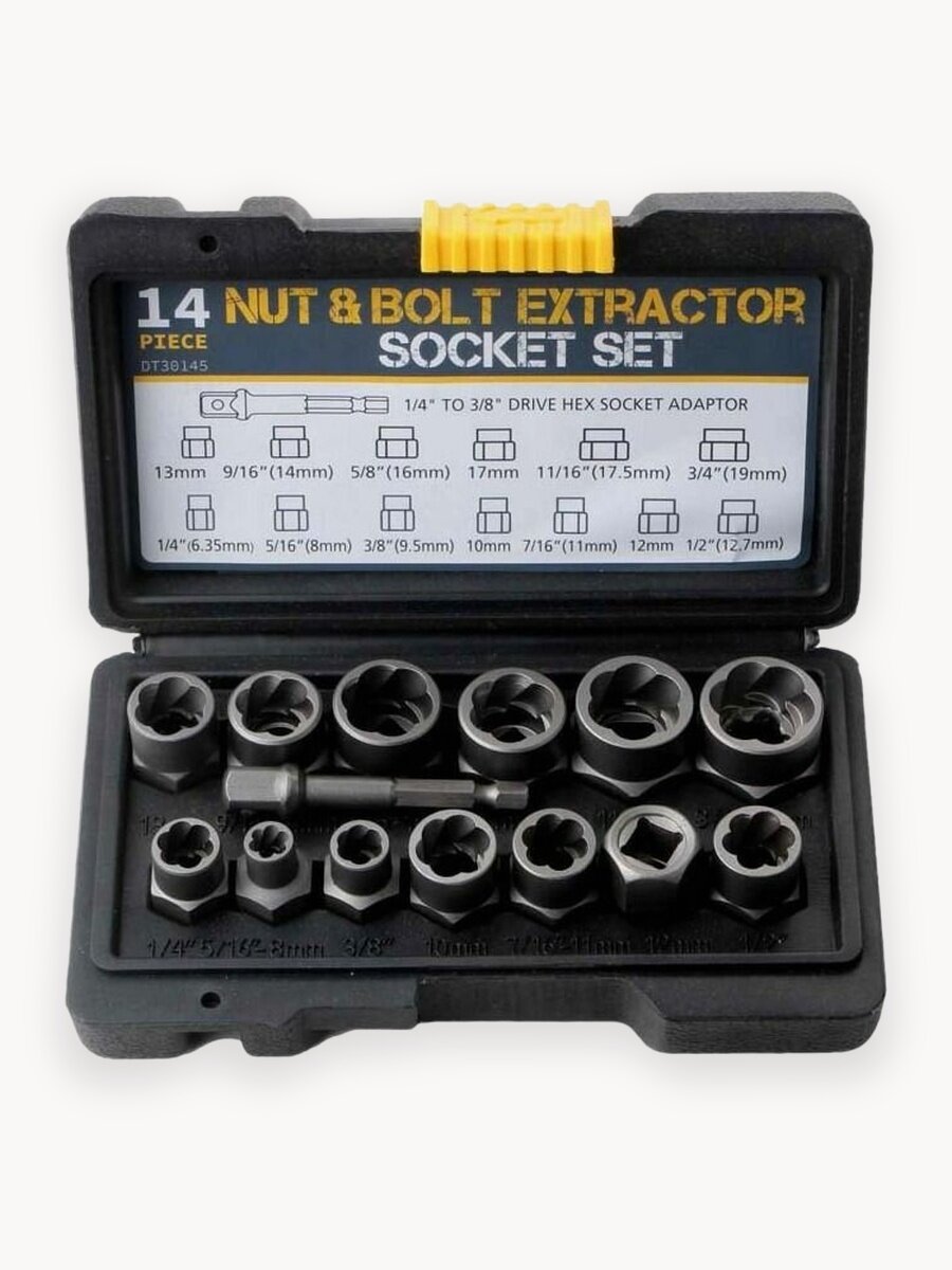 Набор головок экстракторов для сорванных гаек. Набор торцевых головок 1/4 - 3/8