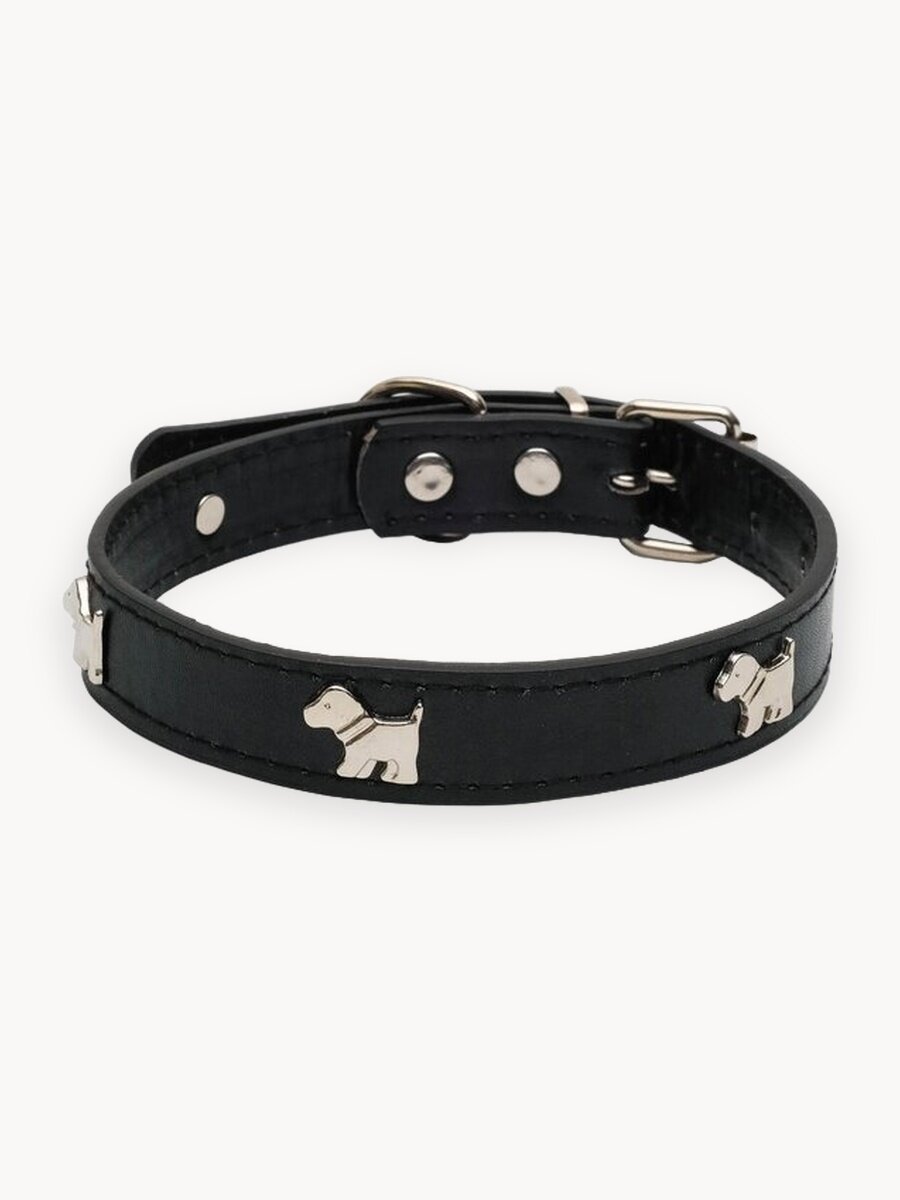 Ошейник Пижон "Собачки", 46 х 2 см, ОШ 31-40, искусственная кожа, чёрный