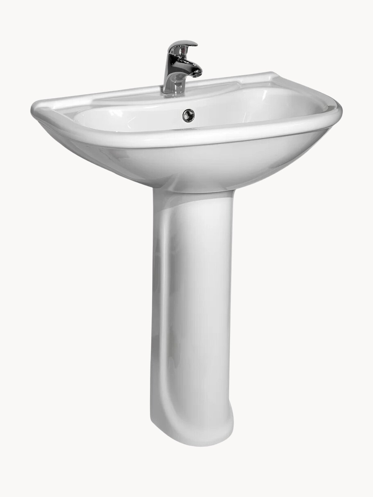 Раковина Оскольская керамика Престиж 45101100302 56 с пьедесталом, 55, 5 см, фарфоровая, раковина для ванной, белая, полукруглая