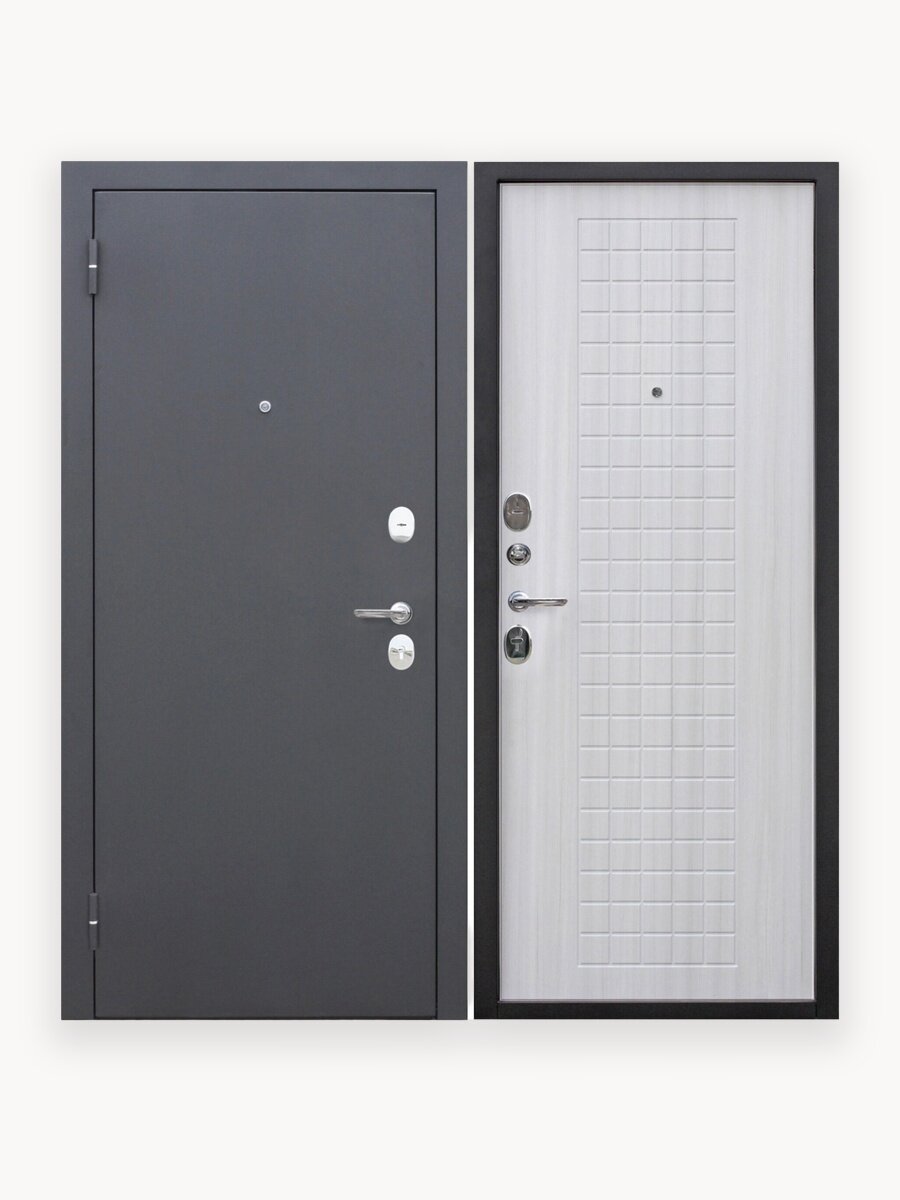 Входная дверь Ferroni Гарда Черный Муар - Белый Ясень (860мм) левая